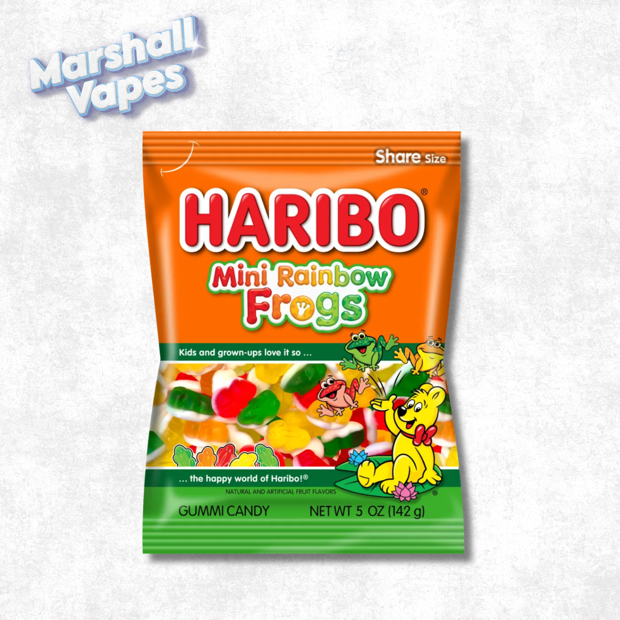 Haribo Mini Rainbow Frogs Gummy Candy – 142g Bag – Marshall Vapes